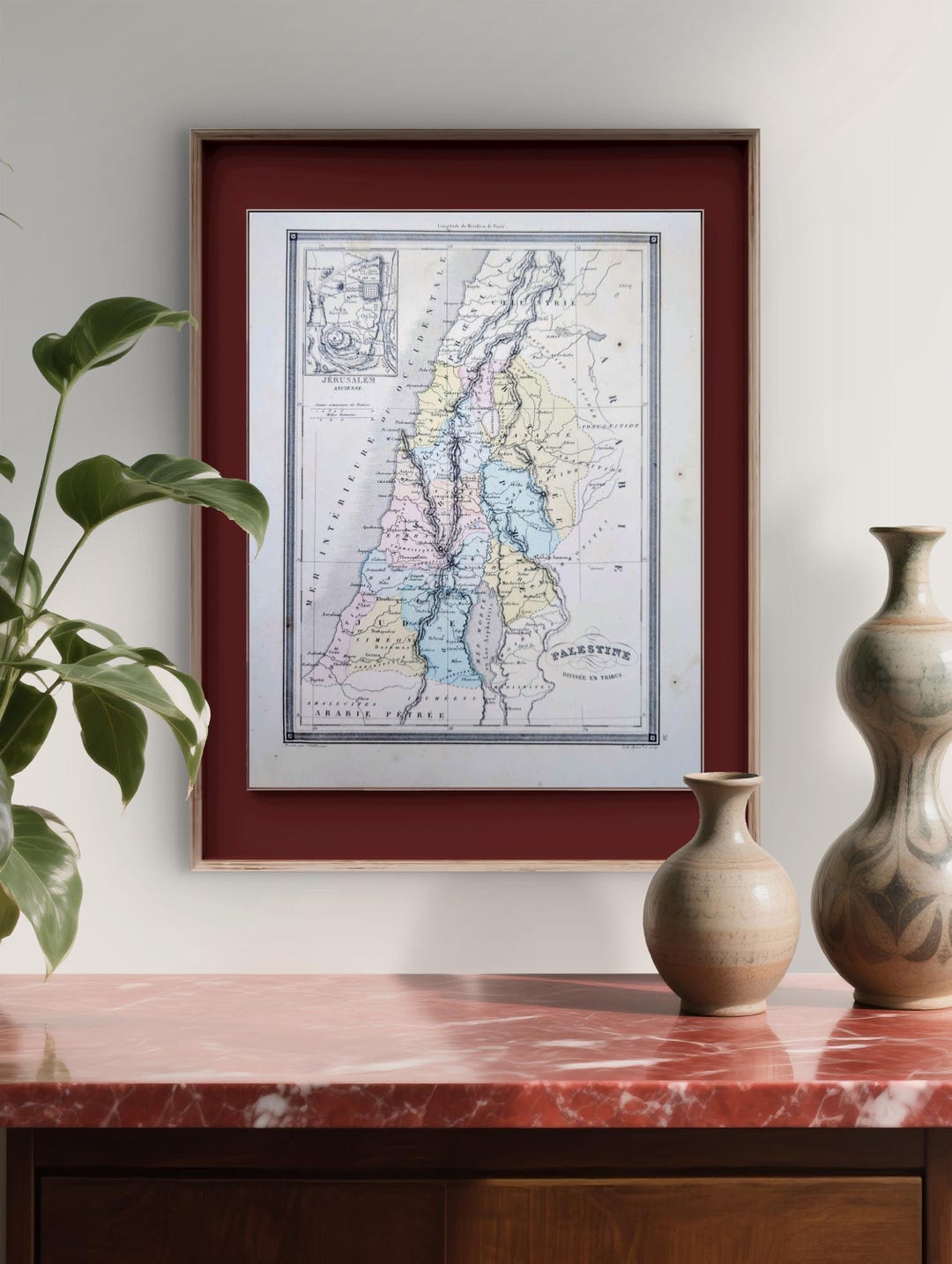 Palestine, Old Map, Printed in 1852. - Etsy