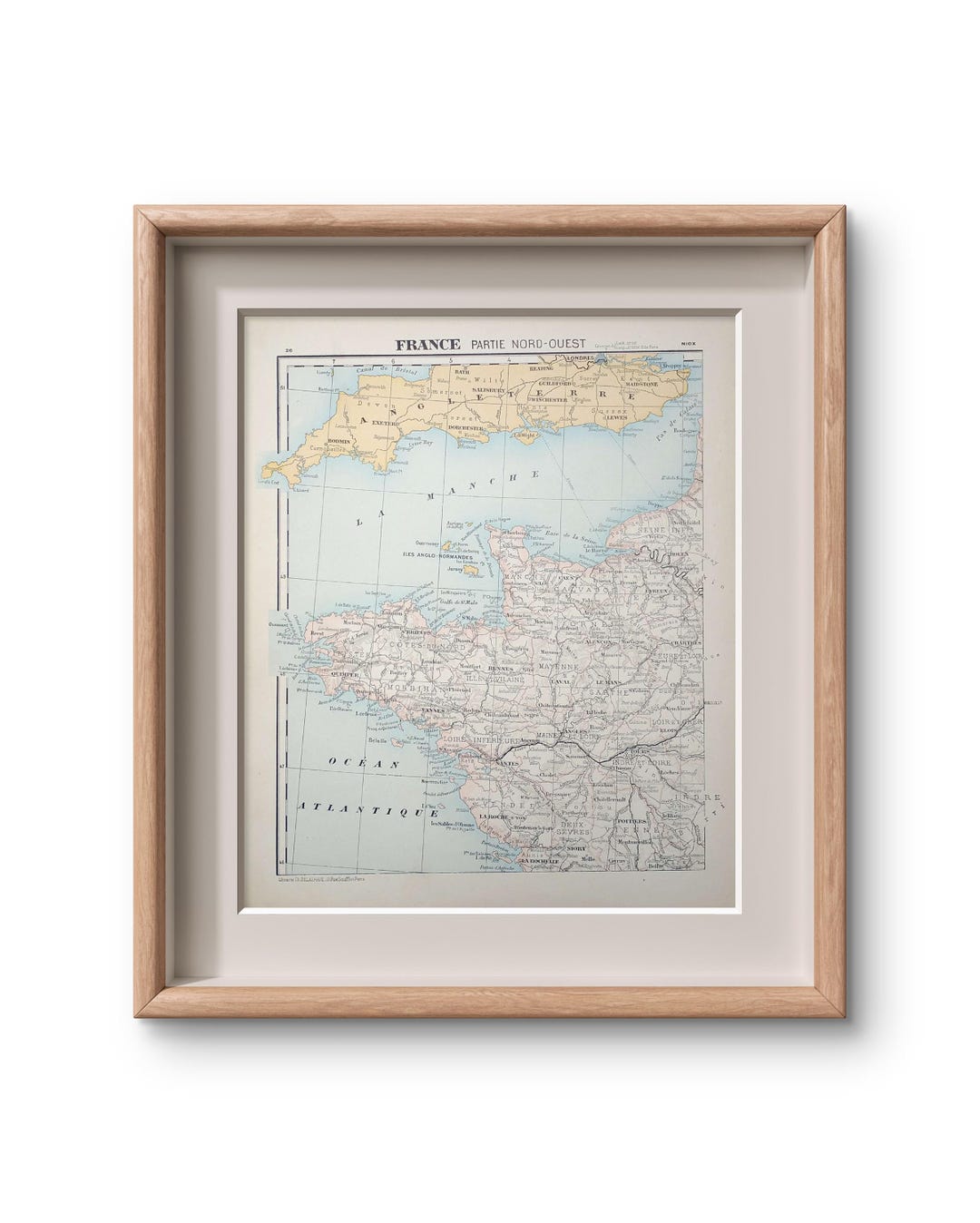 Old Map of North West France, Printed in 1902 Vintage Authentic 29x35 ...