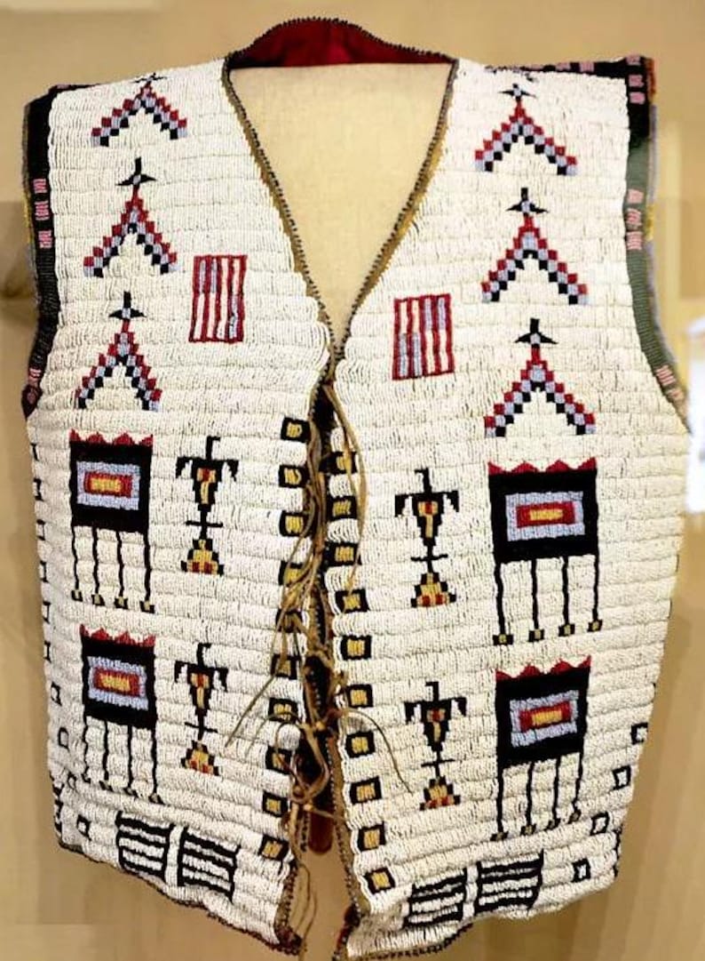 Old American Style Handmade Beaded Front Powwow Regalia Vest BV917 - Etsy