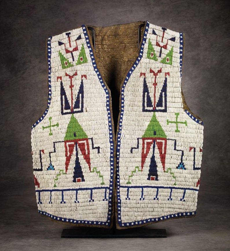 Old American Style Handmade Beaded Front Powwow Regalia Vest BV917 - Etsy