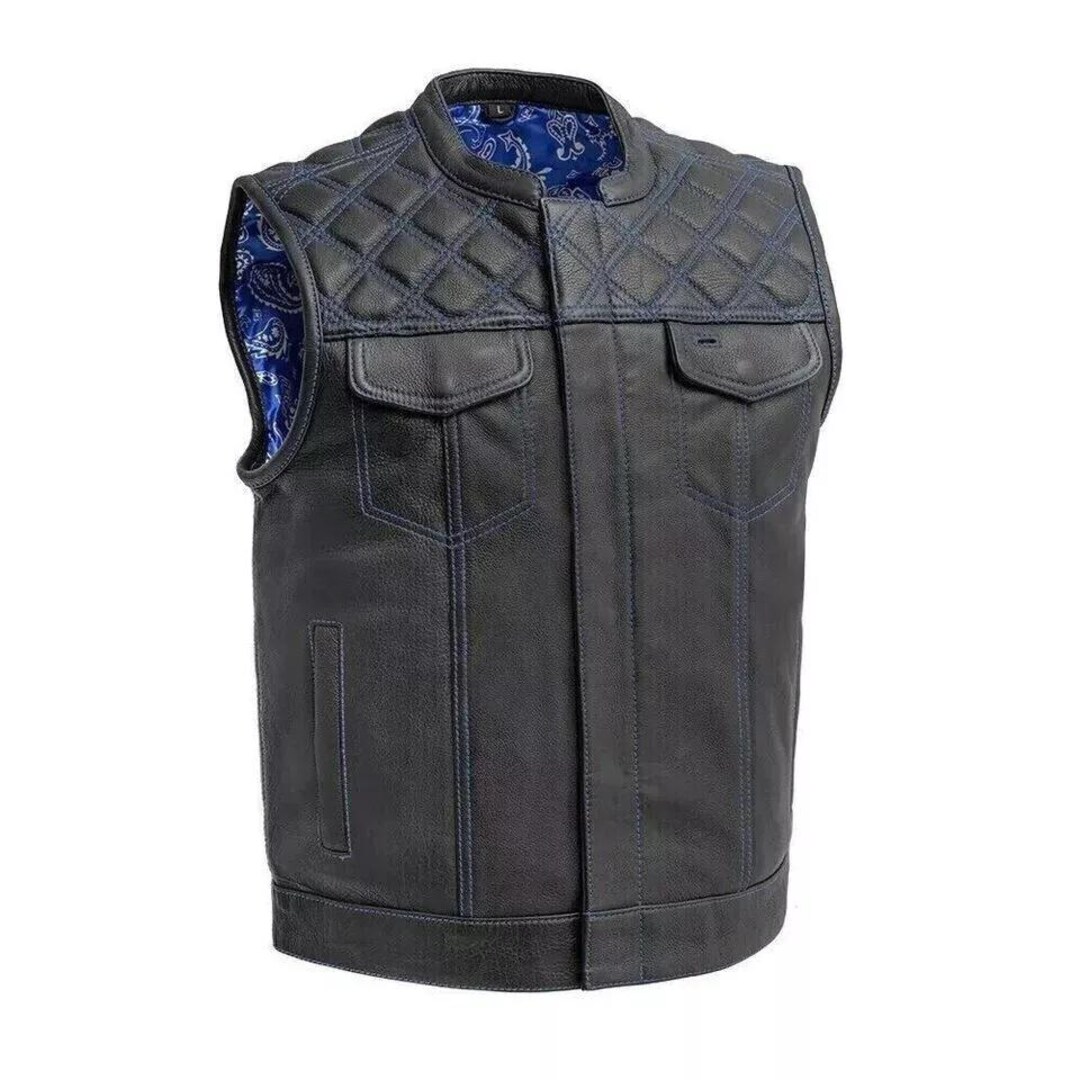 Men's Style Leather Motorcycle Vest for Bikers Handmade Club Vest ...