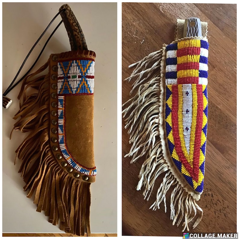Beaded Knife Cover Native American Sioux Handmade Hide Knife Sheath - Etsy