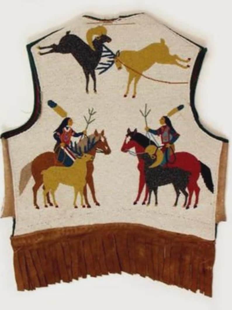 Old American Style Handmade Beaded Front Powwow Regalia Vest BV917 - Etsy