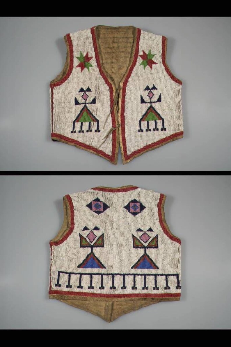 Old American Style Handmade Beaded Front Powwow Regalia Vest BV917 - Etsy