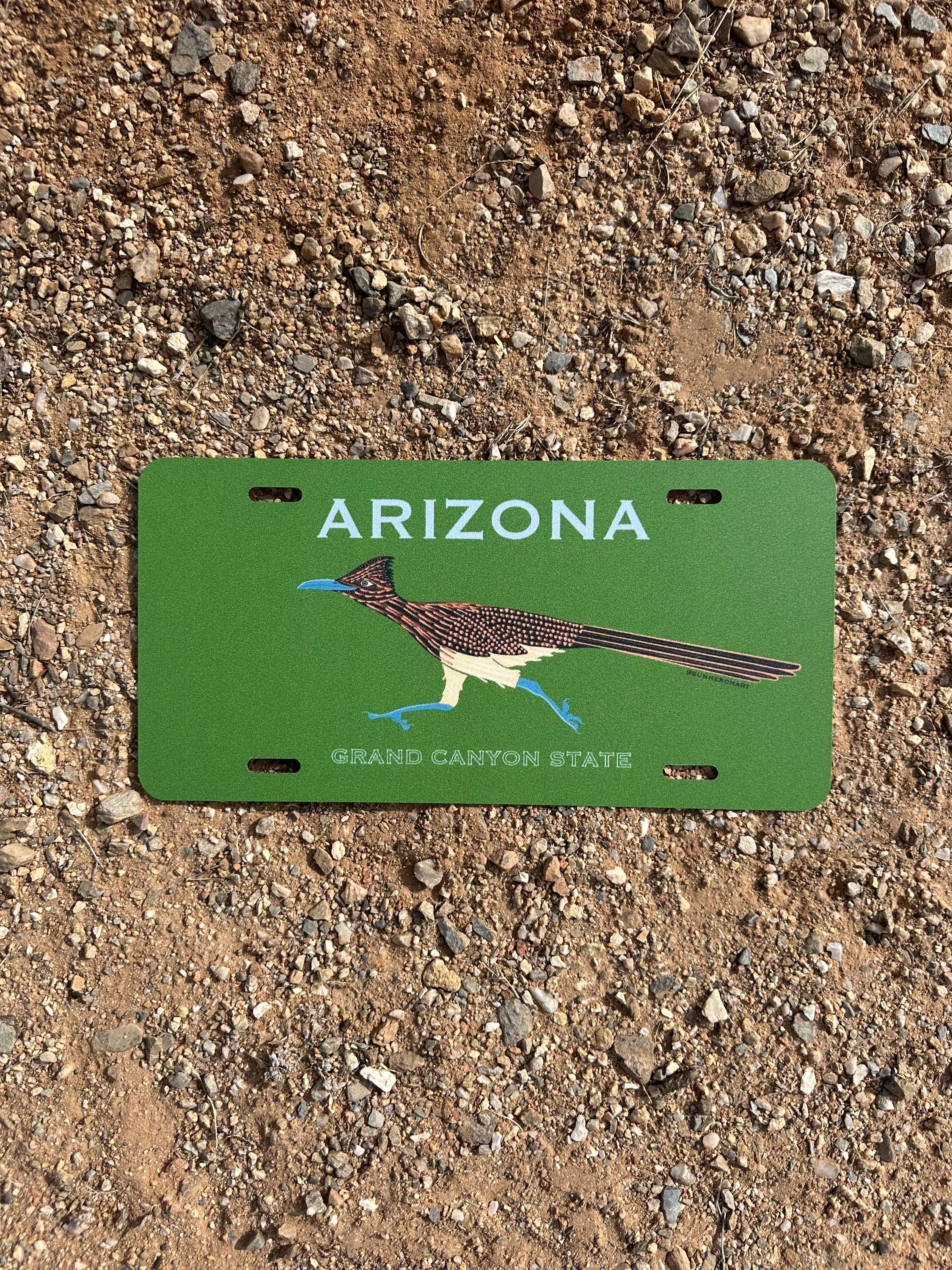 Roadrunner License Plate: Arizona Vanity Plate, Digitally Illustrated ...