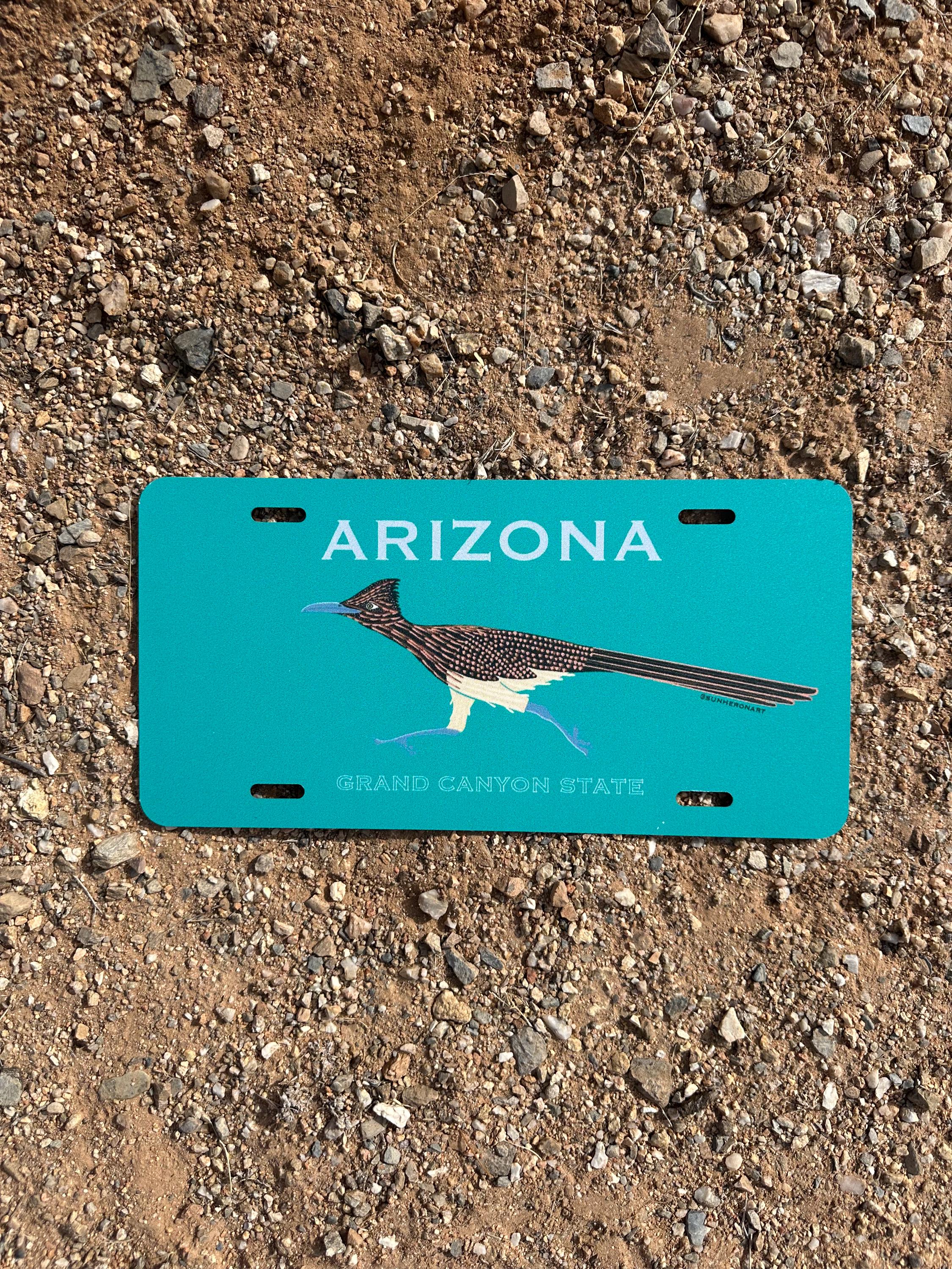 Roadrunner License Plate: Arizona Vanity Plate, Digitally Illustrated ...