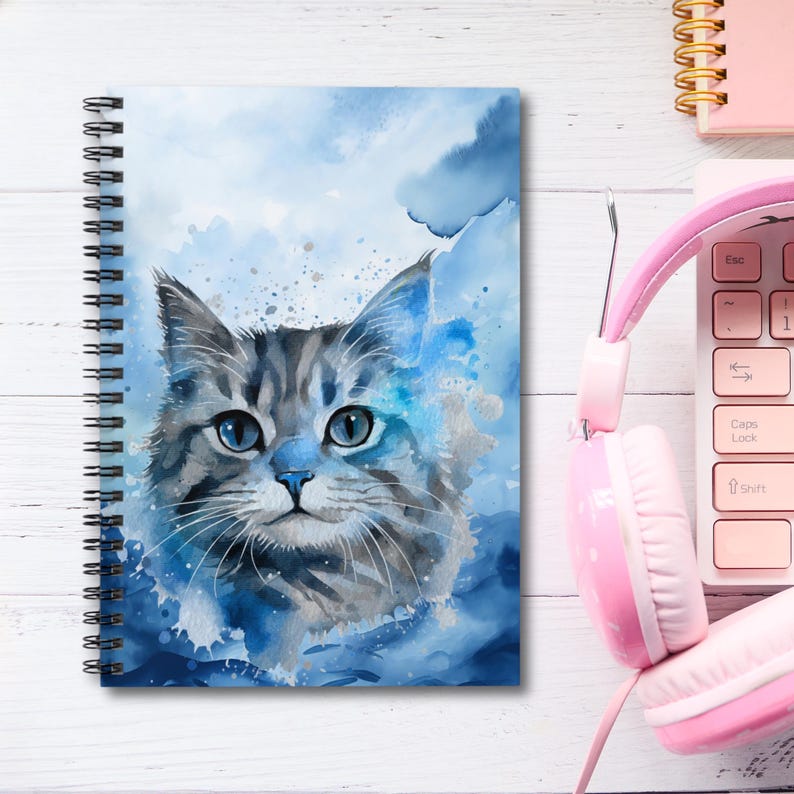 Cat Lover's Spiral Notebook, Cute Cat Journal, Gift for Cat Owners ...