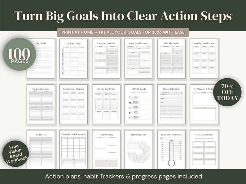 2026 Life & Goal Planner Printable PDF | Monthly Overview + Undated ...