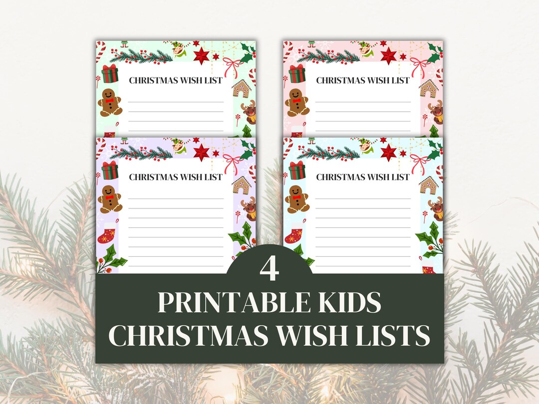 Printable Christmas Wish List for Kids, Festive Santa Wish List ...