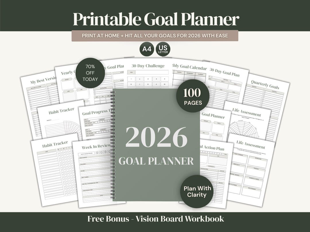 2026 Life & Goal Planner Printable PDF | Monthly Overview + Undated ...