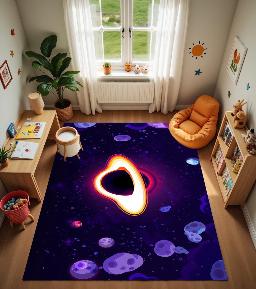 3D Printed Rug, Space-themed Rug, Black Hole Rug, Purple Rug, Starry ...