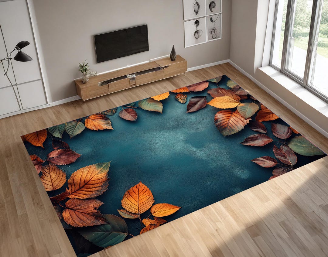 Autumn Leaves Rug, Living Room Rug, Bedroom Rug, Boho Decor, Vintage ...