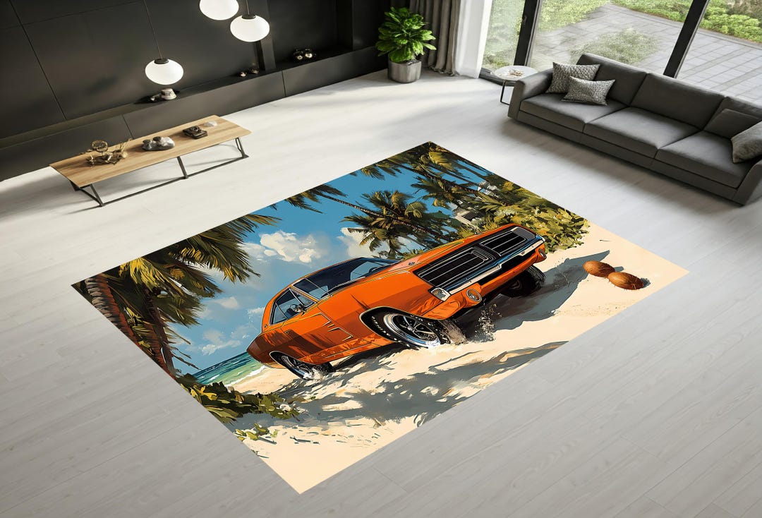 Car Themed Rug, Beach Themed Rug, Retro Rug, Modern Rug, Custom Design ...