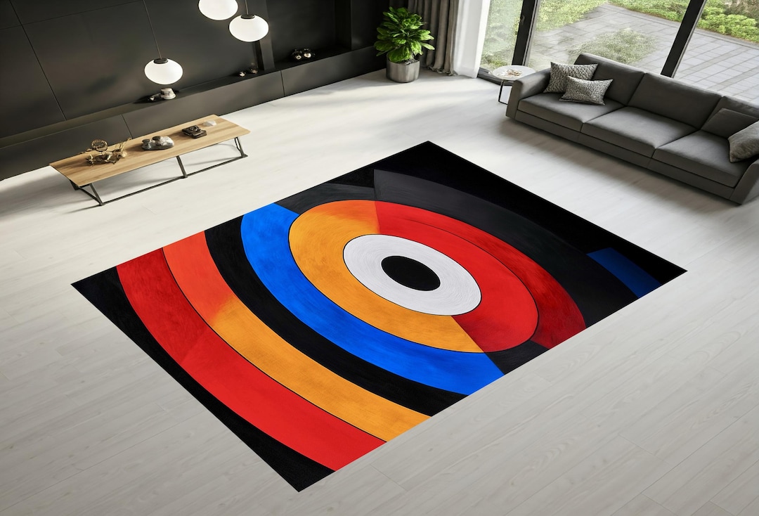 Instrument Room Rug, Music Studio Rug, Circle Patterned Rug, Colorful ...
