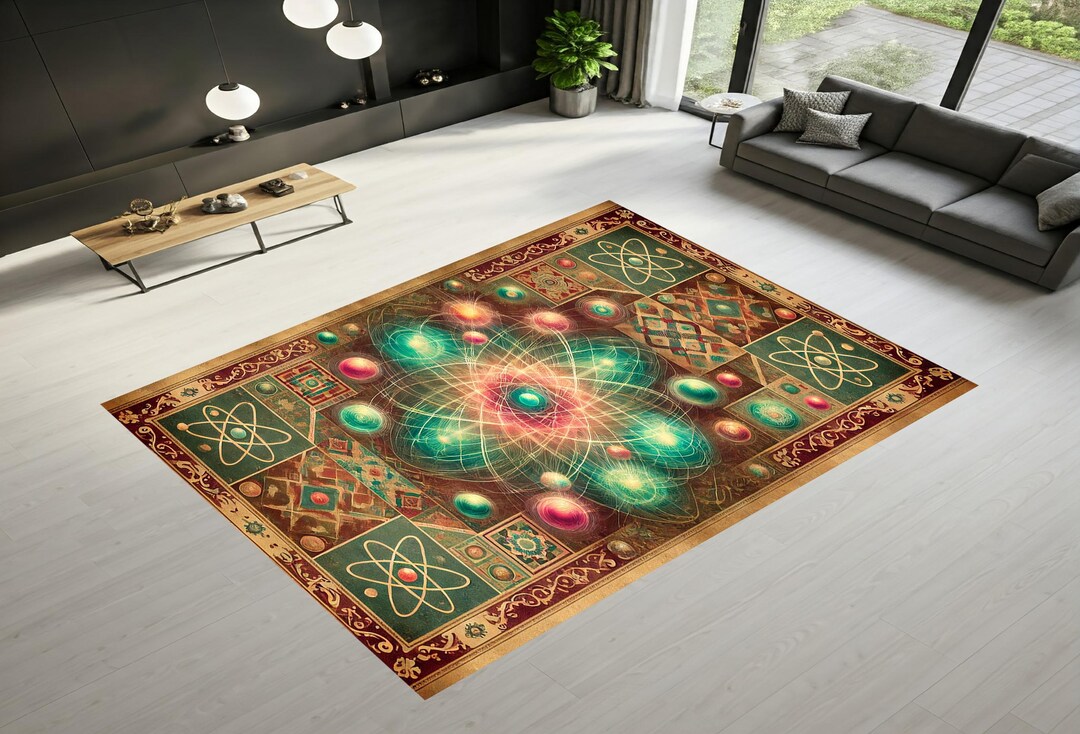 Atomic Patterned Rug, Scientific Patterned Rug, Abstract Patterned Rug ...