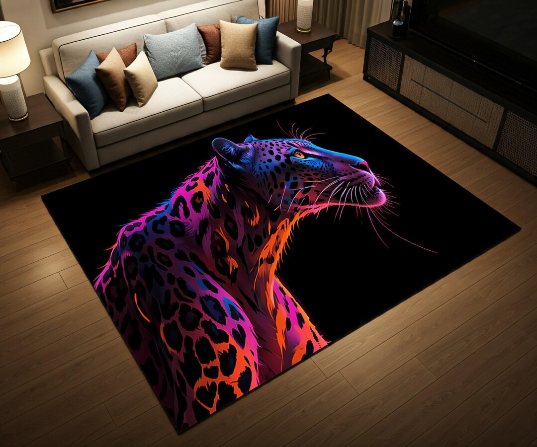 Leopard Print Rug, Digital Print Rug, Modern Rug, Living Room Rug ...