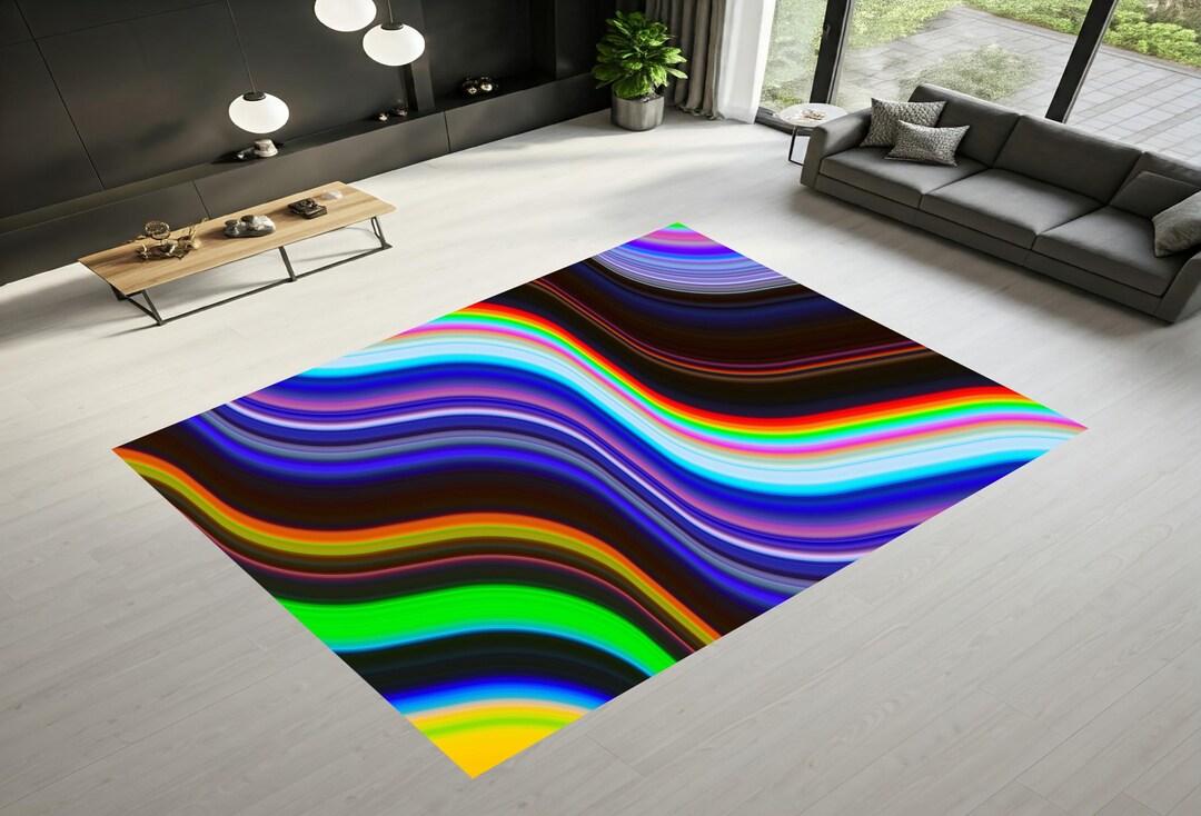 Rainbow Rug, Digital Printing Rug, Modern Rug, Colorful Rug, Abstract ...