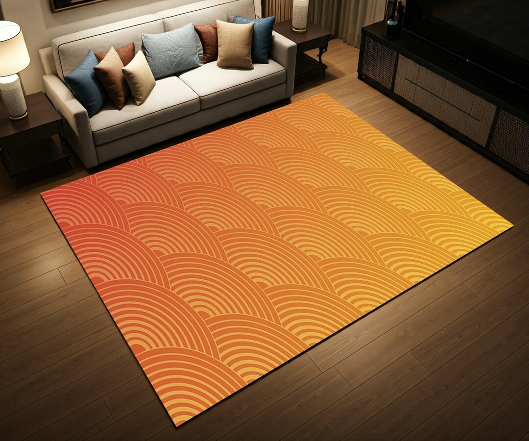 Japanese Wave Rug: Minimalist Zen Decor, Natural Tones - Etsy