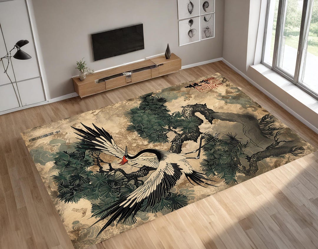 Japanese Rug, Zen Garden Rug, Pike Rug, Pine Tree Rug, Nature-themed ...