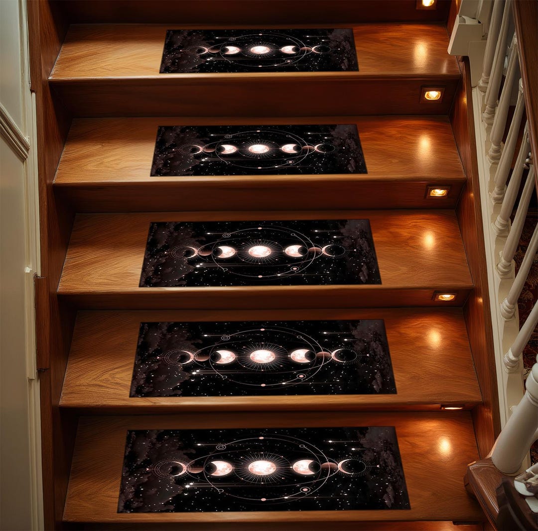 Moon Phase Stair Rug, Sky Themed Stair Rug, Space Themed Stair Rug ...