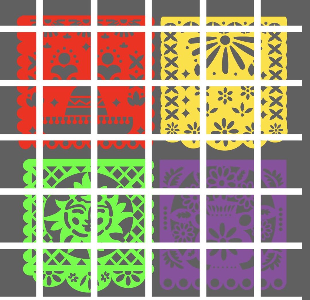 Square Papel Picado Mexico Cinco De Mayo SVG READY to CUT! - Etsy
