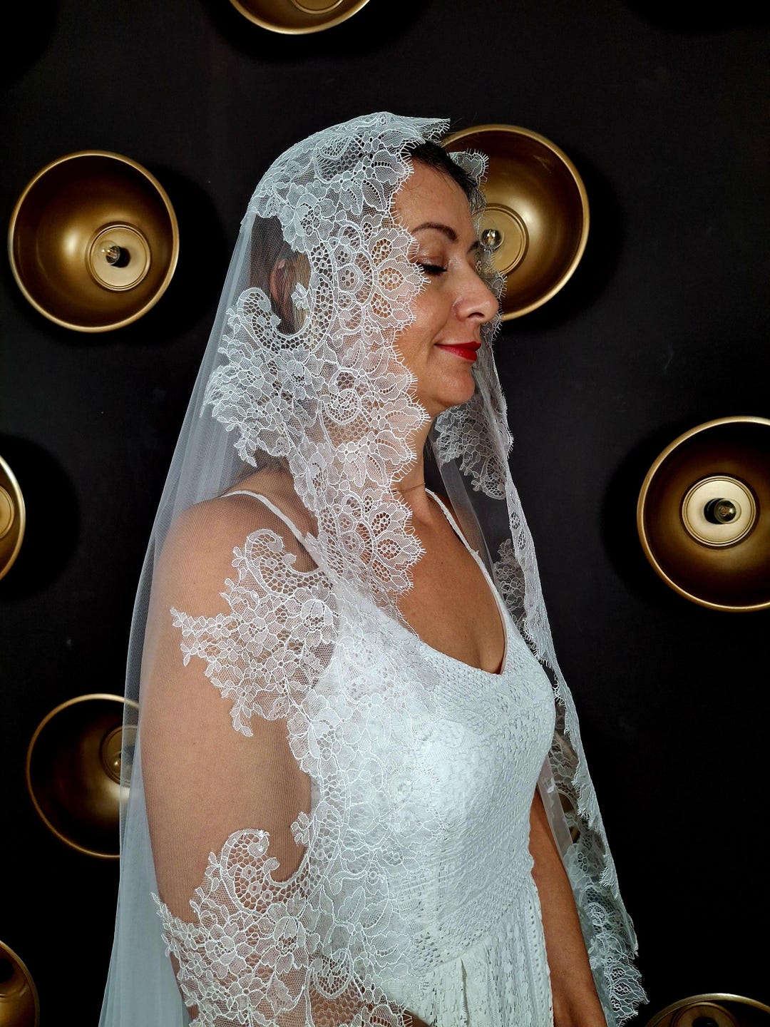 Romantic Lace Edge Bridal Veil Mantilla Lace Spanish Veil Catholic ...