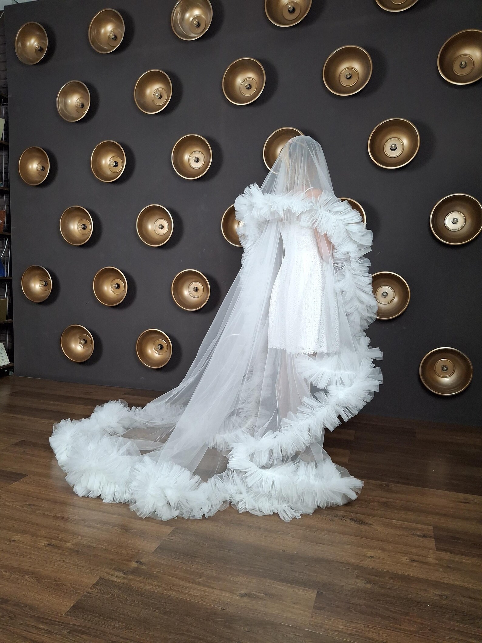 Ruffle Veil Wedding Veil Trim Ruffled Veil Cathedral Veil Fluffy Veil ...