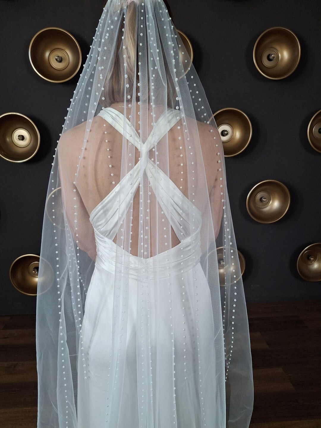 Pearl Veil Long Pearl Veil Pearl Wedding Veil in Floor Length Veil ...