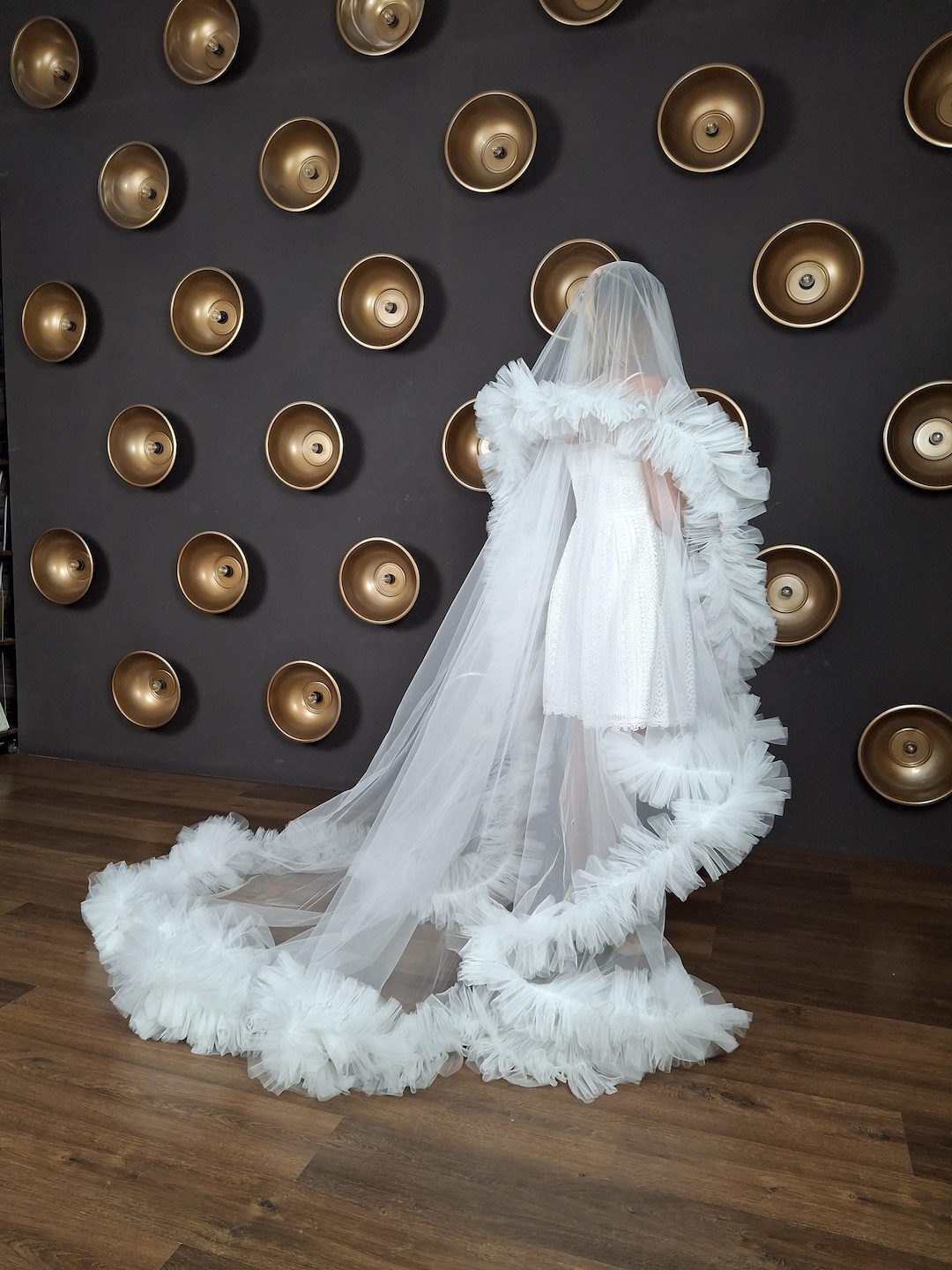 Ruffle Veil Wedding Veil Trim Ruffled Veil Cathedral Veil Fluffy Veil ...