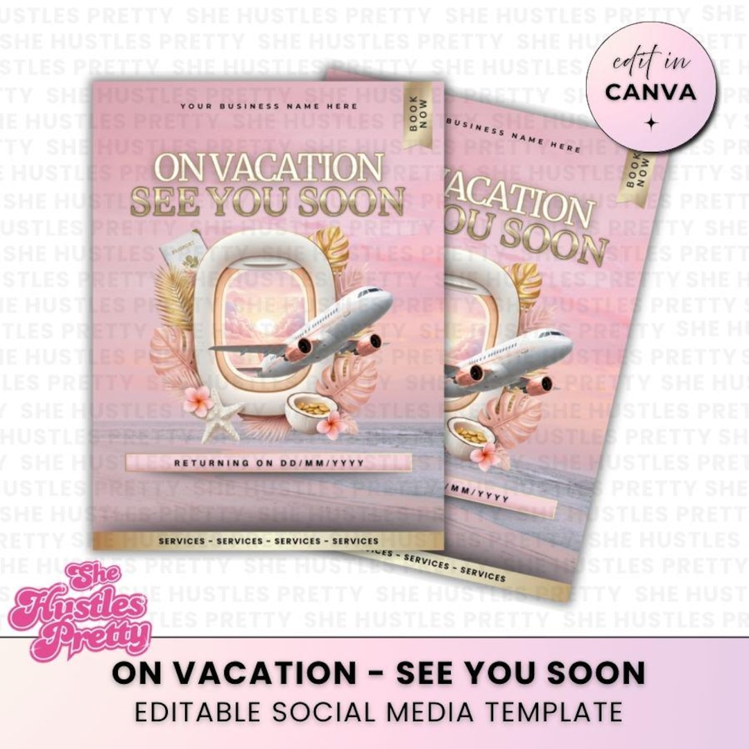 Beauty Professional Out of Office Template: Editable Canva Social Media ...