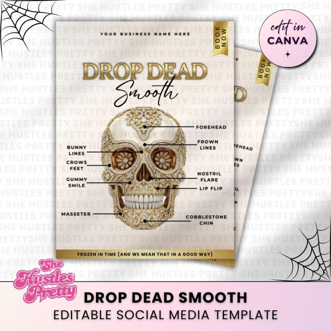 Halloween Botox Social Media Template: Jeweled Skull Canva Design - Etsy