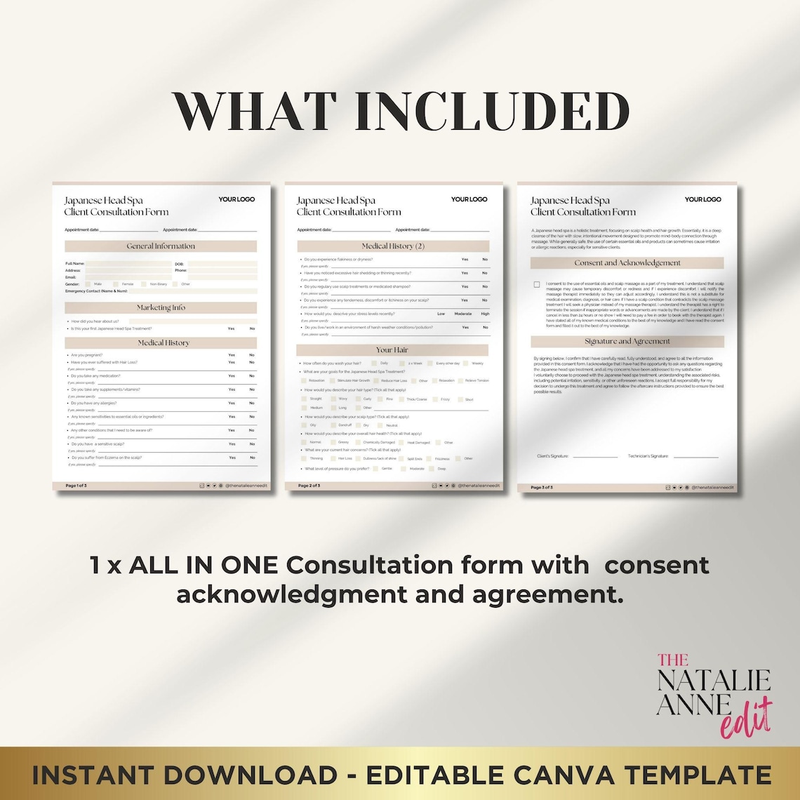 Japanese Head Spa Consultation Form: Editable Salon Consent Template ...