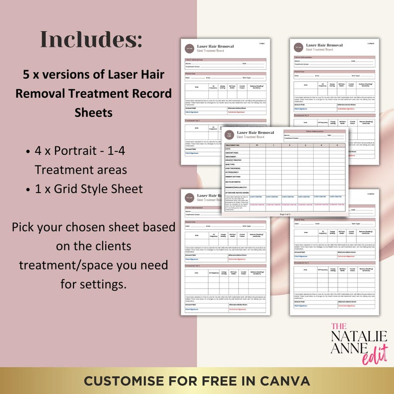 Laser Hair Removal, Treatment Sheets Chart, Laser Hair Removal ...