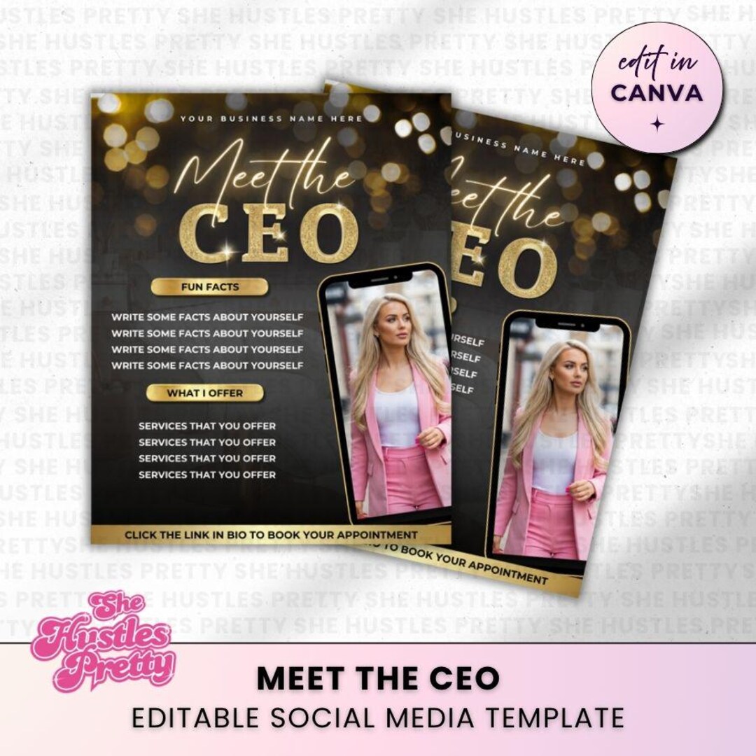 Meet the CEO Flyer Meet the Owner Canva Editable Template for Beauty ...