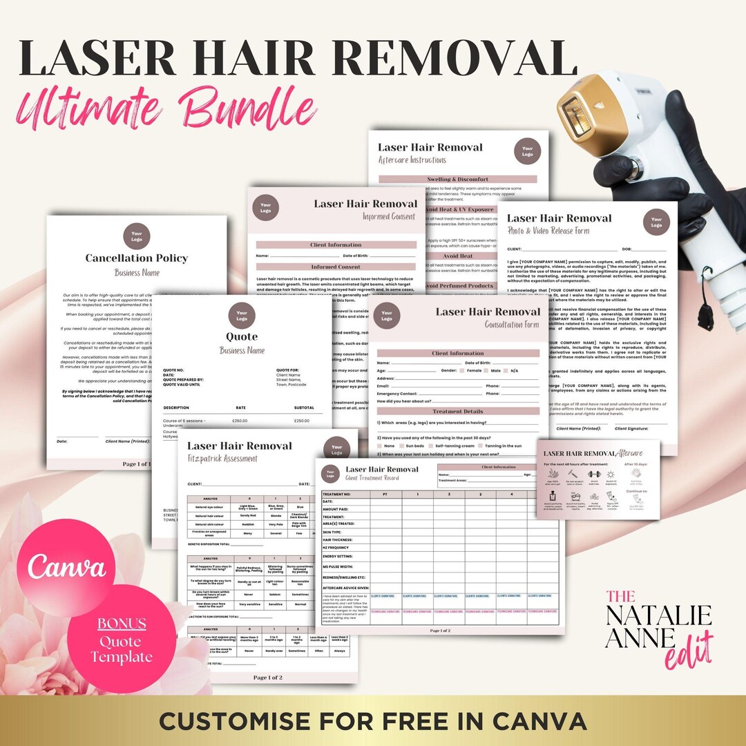 Laser Hair Removal Ultimate Bundle Informed Consent Consultation Forms ...