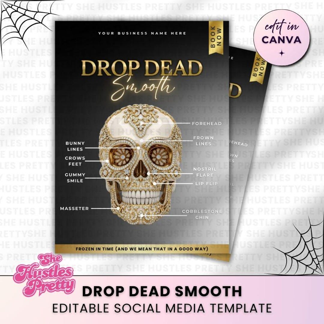 Halloween Botox Social Media Template: Jeweled Skull Canva Design (DIY ...