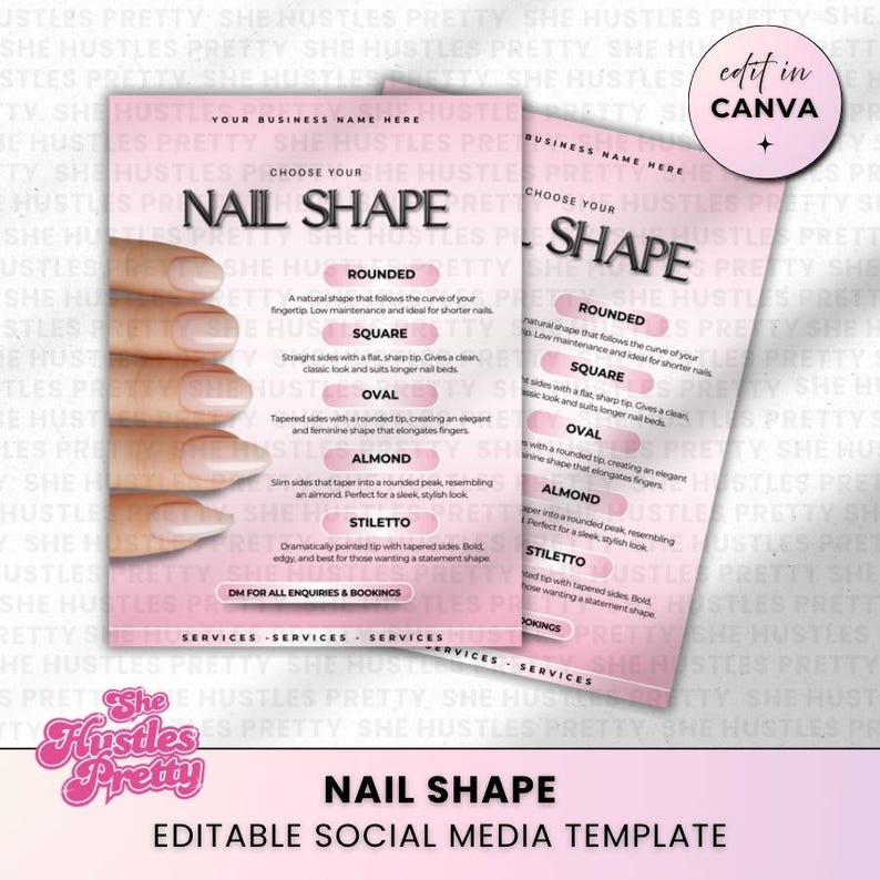 Nail Shapes Instagram Template for Beauty Professionals: Editable Canva ...