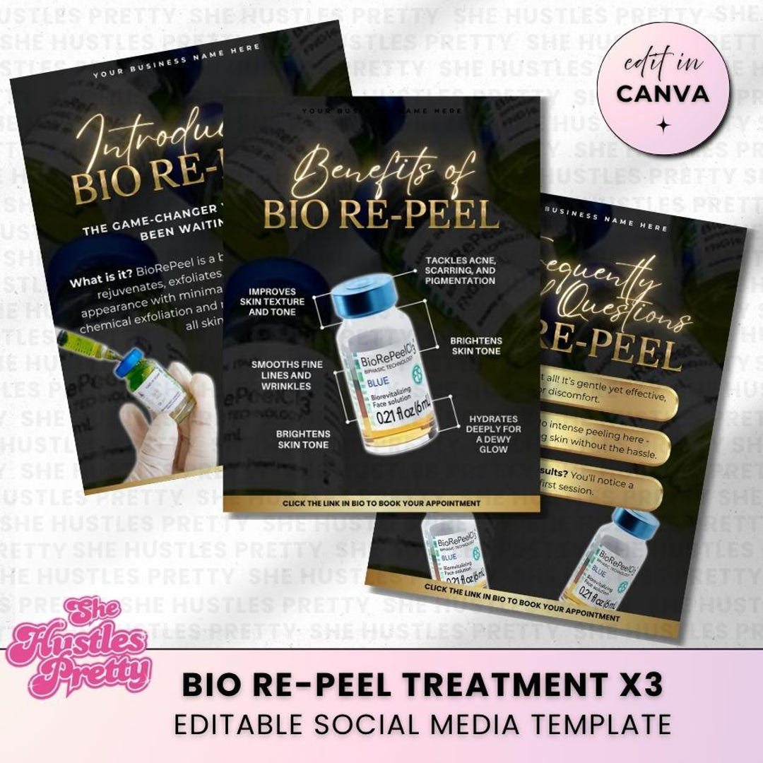 Bio Re-peel Instagram Post Templates: Skincare Social Media (canva ...