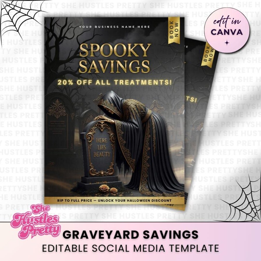Halloween Beauty Flyer Template: Glam Reaper Canva Design (social Media ...