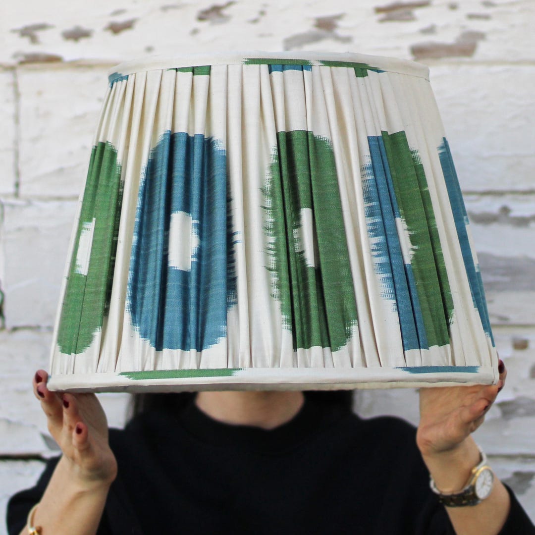 Blue Green Dot Handmade Pleated Ikat Lampshade - Bespoke - Colorful ...