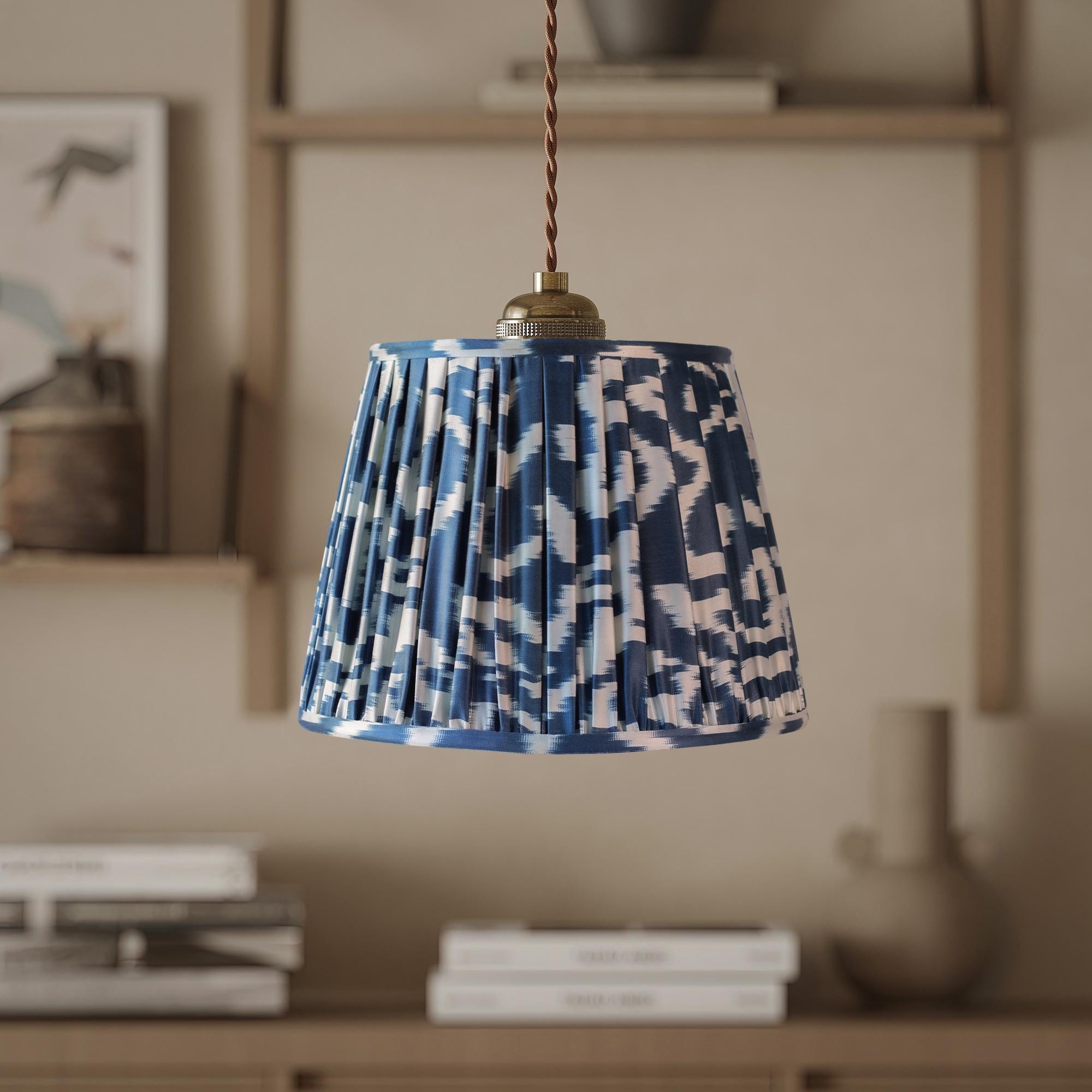 Handmade Blue Pleated Fabric Pendant Light - Rustic Modern Lighting ...