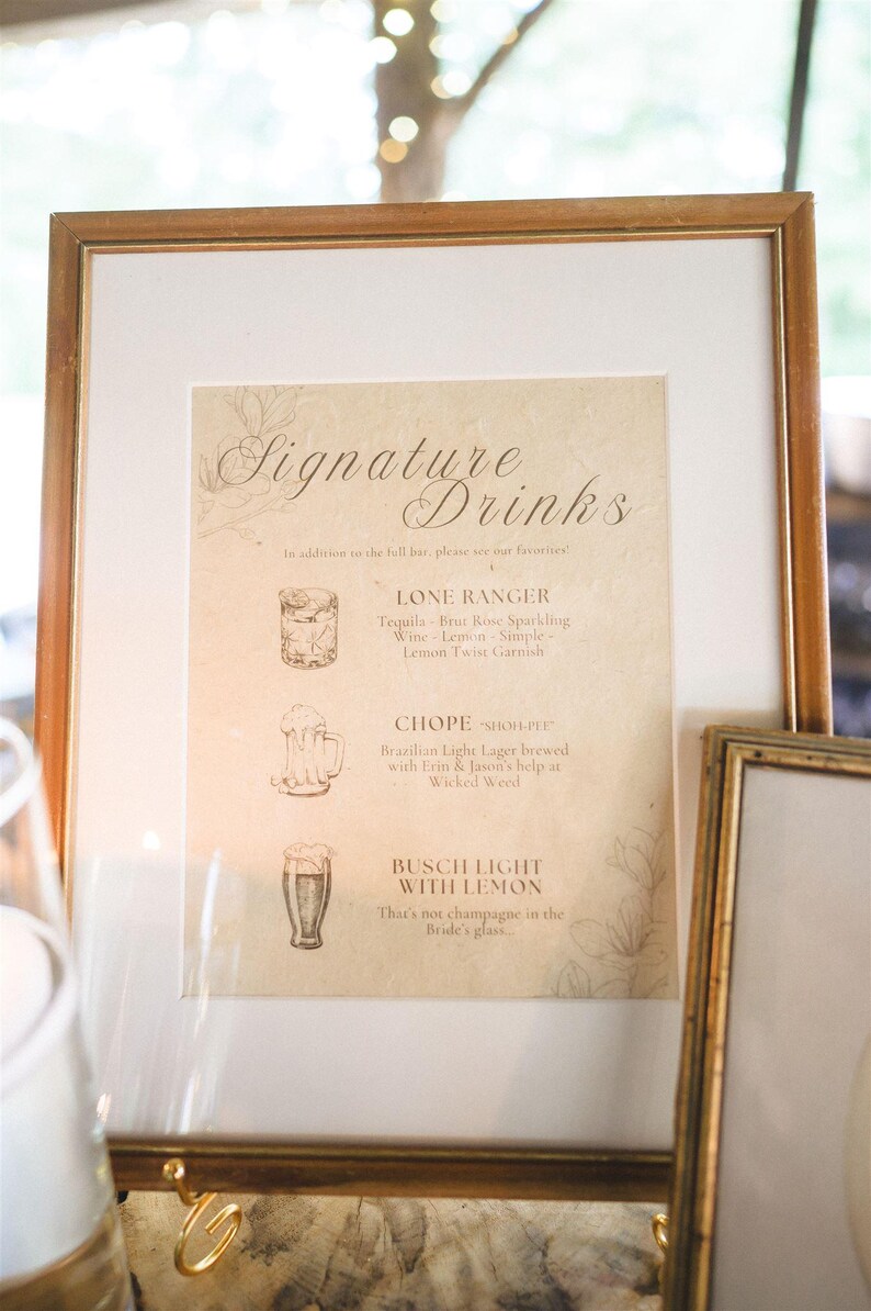 Floral Wedding Sign Template | Signature Drink Sign | Bar Menu ...