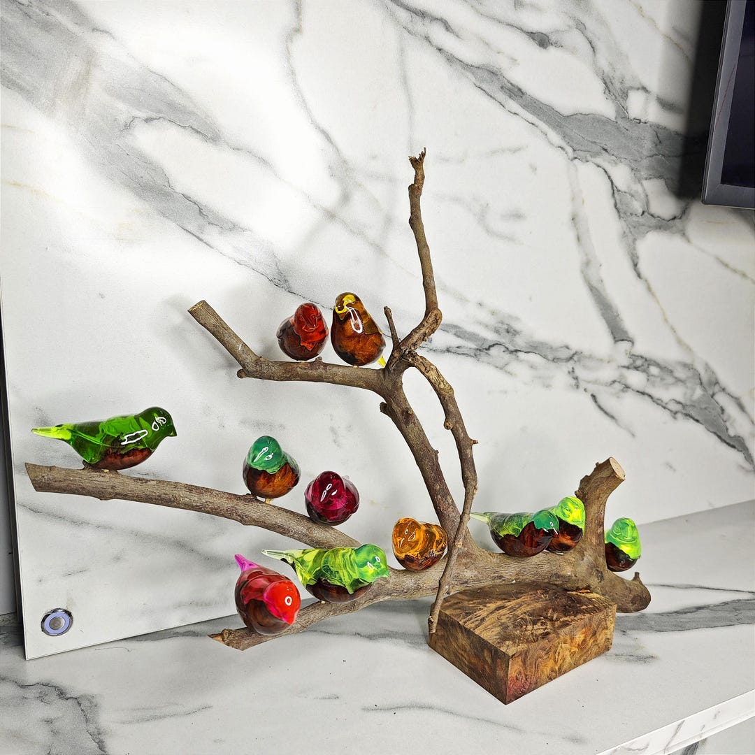Bird Family Statue, Epoxy Bird Statue, Home Decoration, Gift for Family ...
