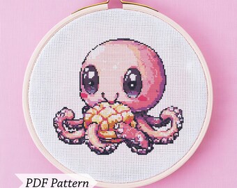 Cross Stitch Pattern Digital Download Cute Octopus Octopi Tako Nautical ...
