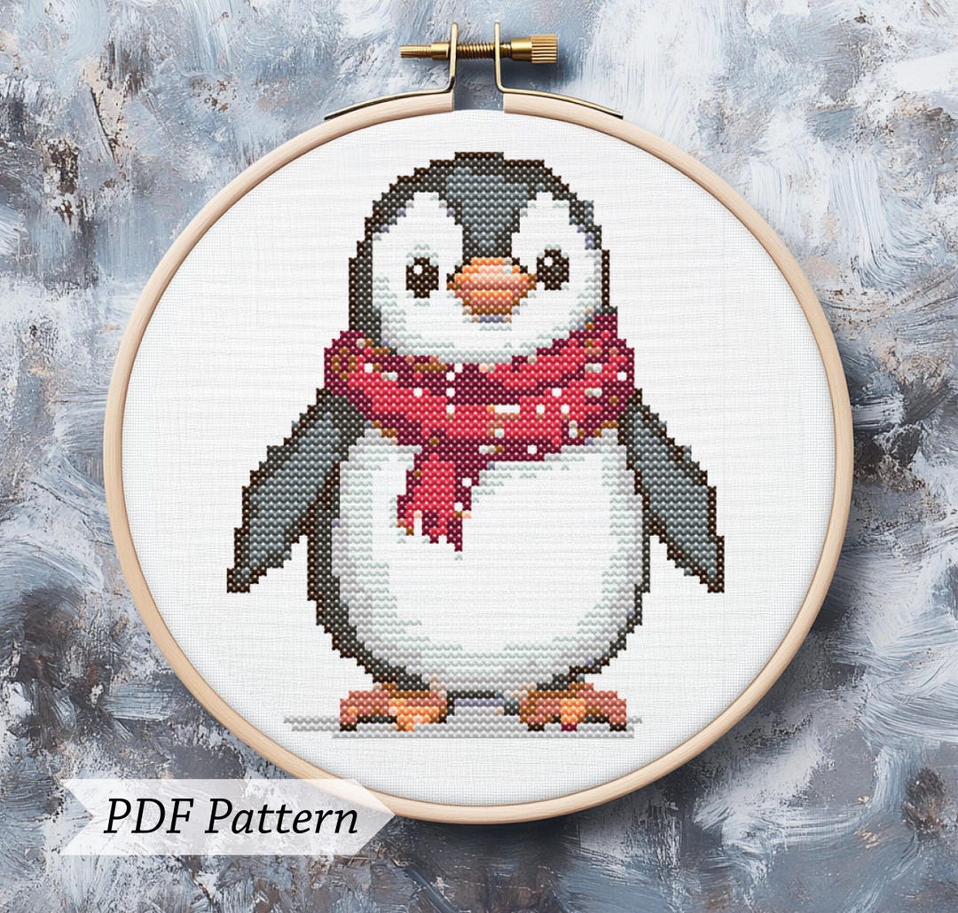 Cheerful Penguin Cross Stitch Pattern PDF - Digital Download - Etsy