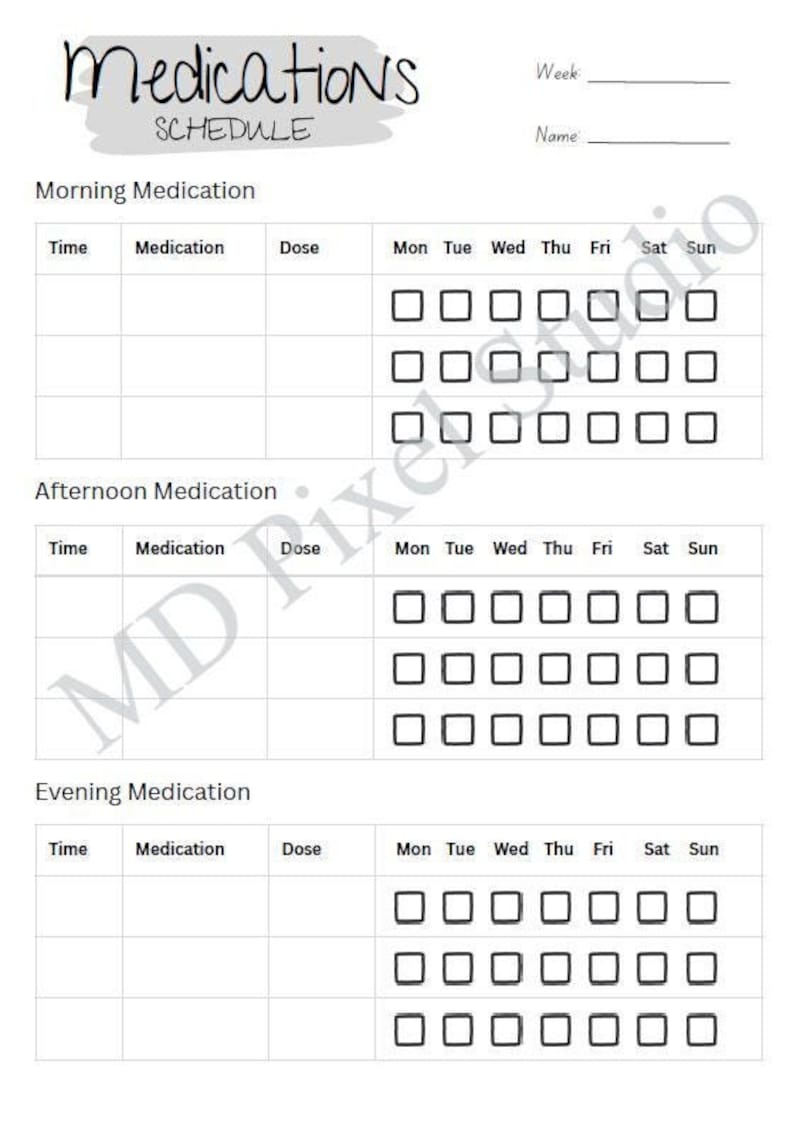 Medication Planner, Medication Schedule, Medication Log, Medication ...