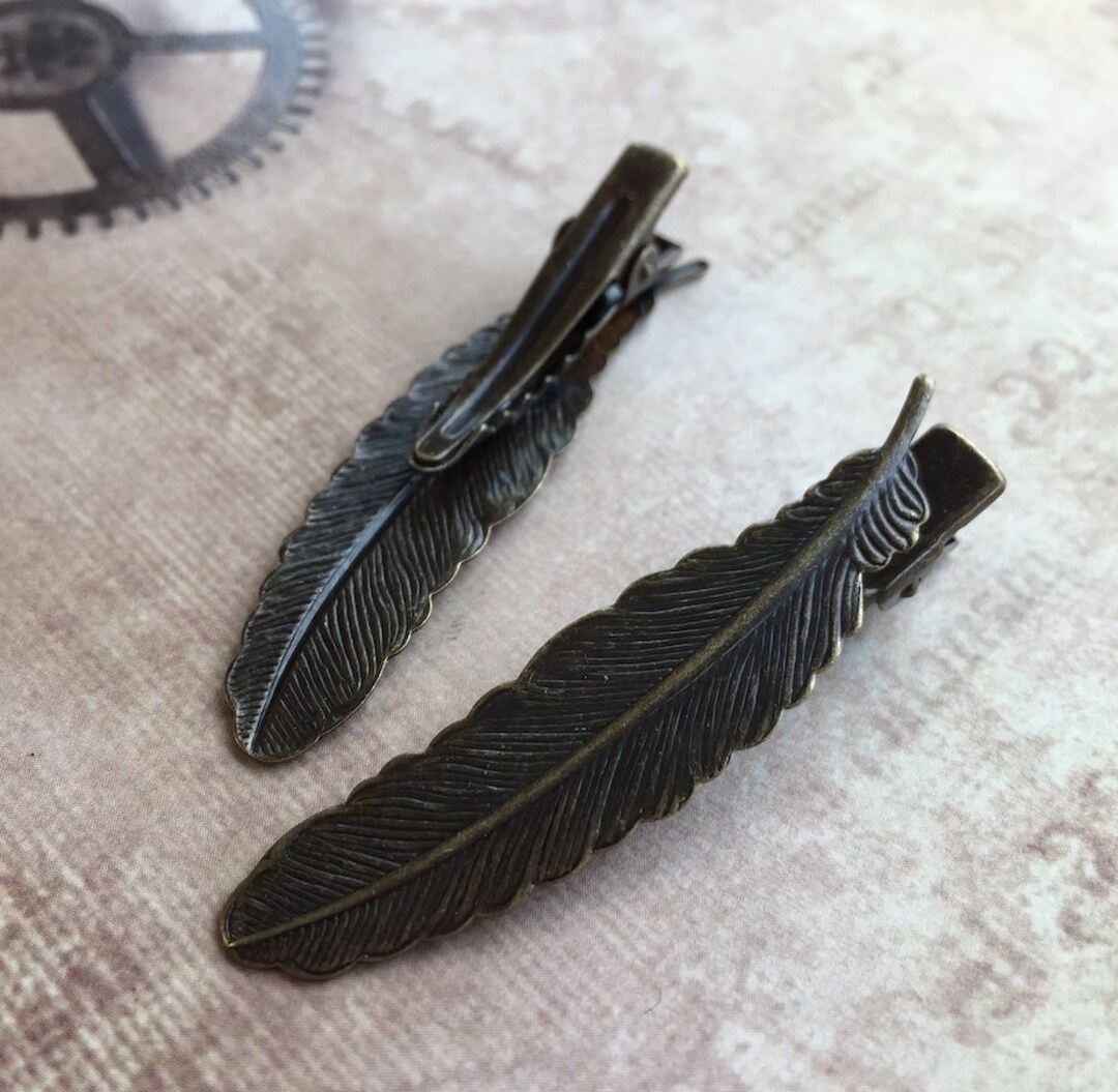 Antique Bronze Colour Hair Clips With Feather Pack of 4 Hair - Etsy