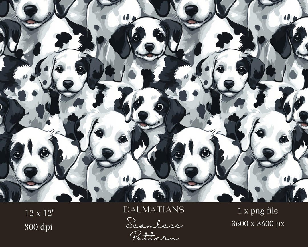 1 X Dalmatian Puppy Seamless Digital Pattern Dog Print for Fabric ...