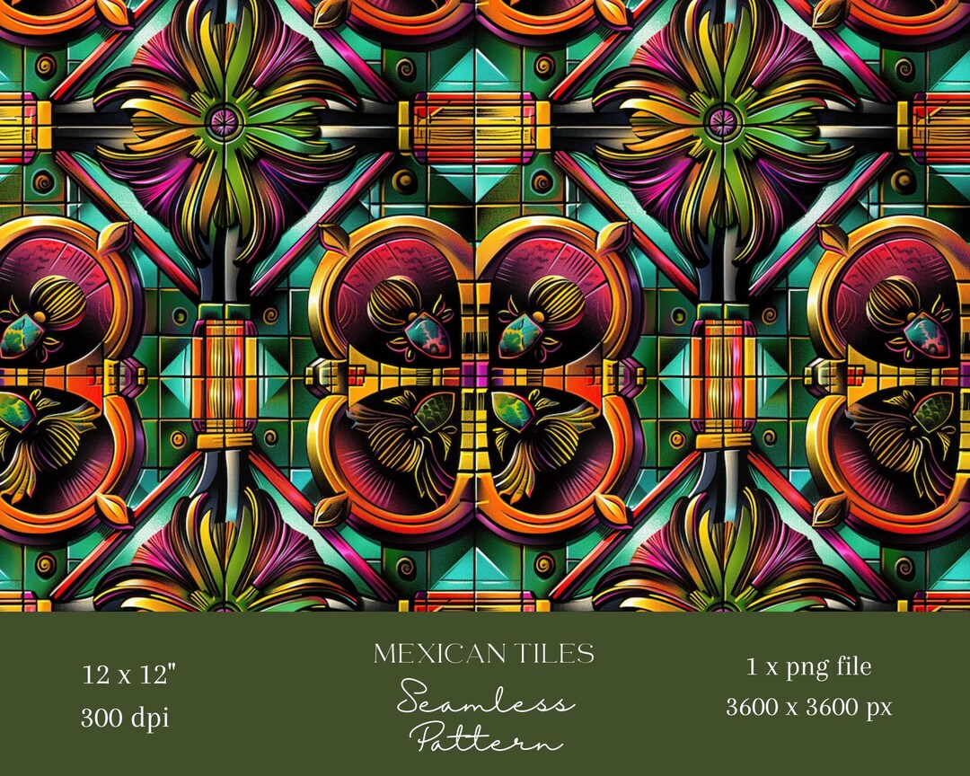 1x Mexican Tiles Digital Paper Seamless Pattern Repeating File for ...