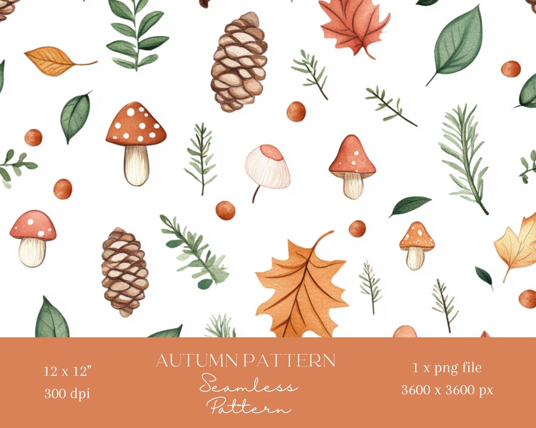1x Autumn Forest Pattern Digital Paper Fabric Seamless Pattern ...